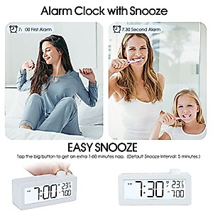 Digital Timer Clock with Temperature - AIMILAR Knob Setting Count Up Countdown Timer with Alarm Clock and Temp White Backlight for Kitchen Cooking Bedroom Kids Student Classroom Office Desktop