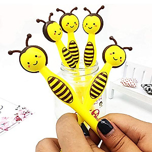 MIAO YUAN 20PCS Cute Bees Gel Pens Bees Pens Bumble Bee Great Party Supplies and School Supplies Party Favors Gift for Child, Women, Coworkers, Hostess and Girlfriend, Black Ink(0.5mm)