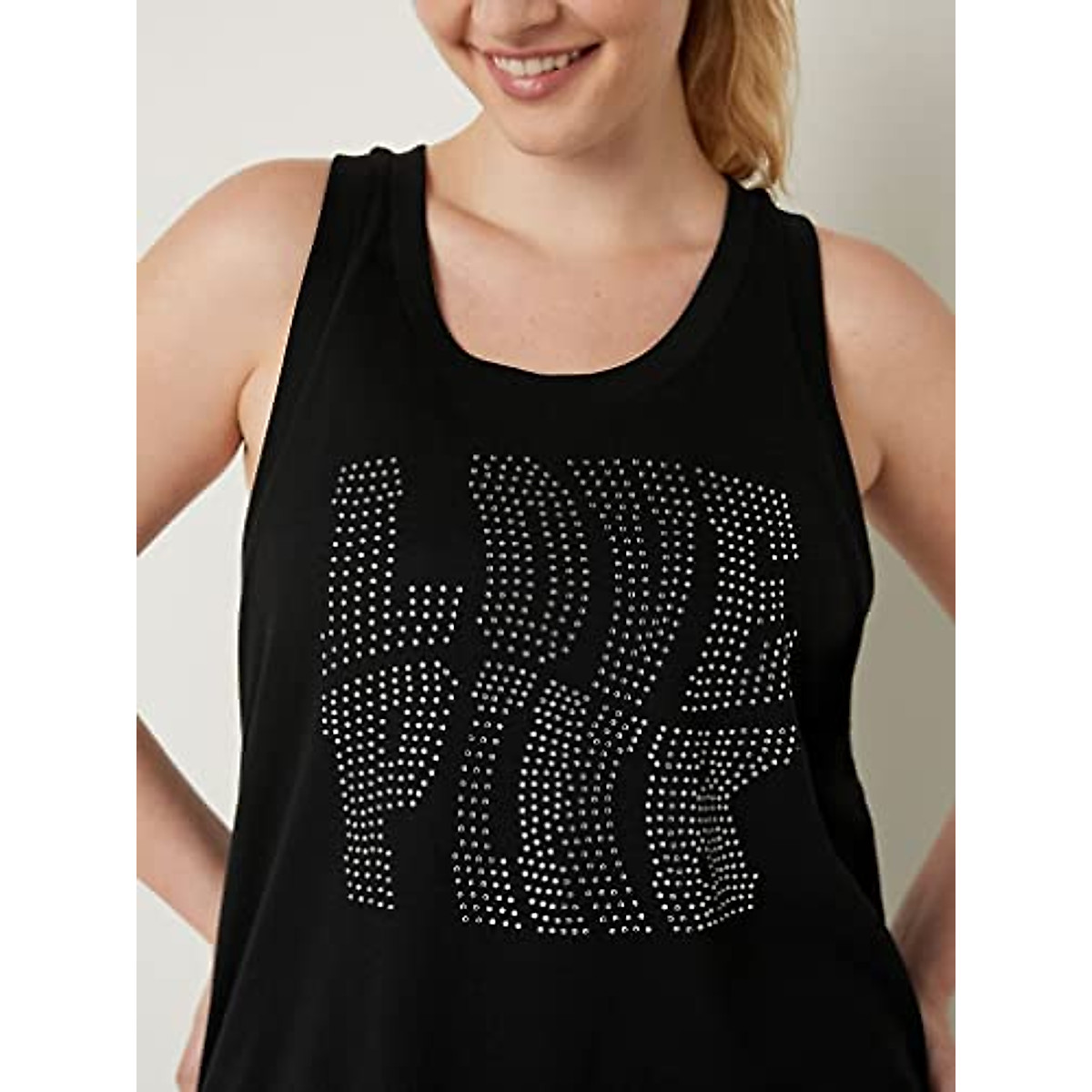 Victoria's Secret Pink Knit Racerback Perfect Tank Top, Pure Black, X-Large