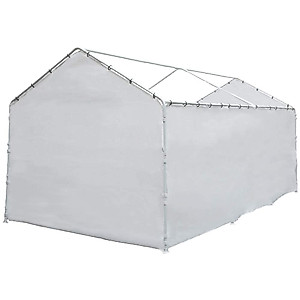 Abba Patio Replacement SideWall Cover for 10 x 20 ft Carport Shelter Garage UV Water Resistant SideWall Tarp with Rings (Frame & Top Cover Not Included), for 6 Legs Carport, White