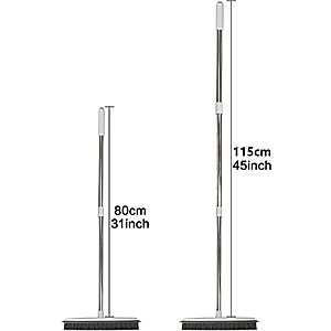 Rubber Broom with Handle, Broom Rubber Bristles Removing Animals Cats Dogs Hair for Floors for Carpets Tiles Windows and Gardens White