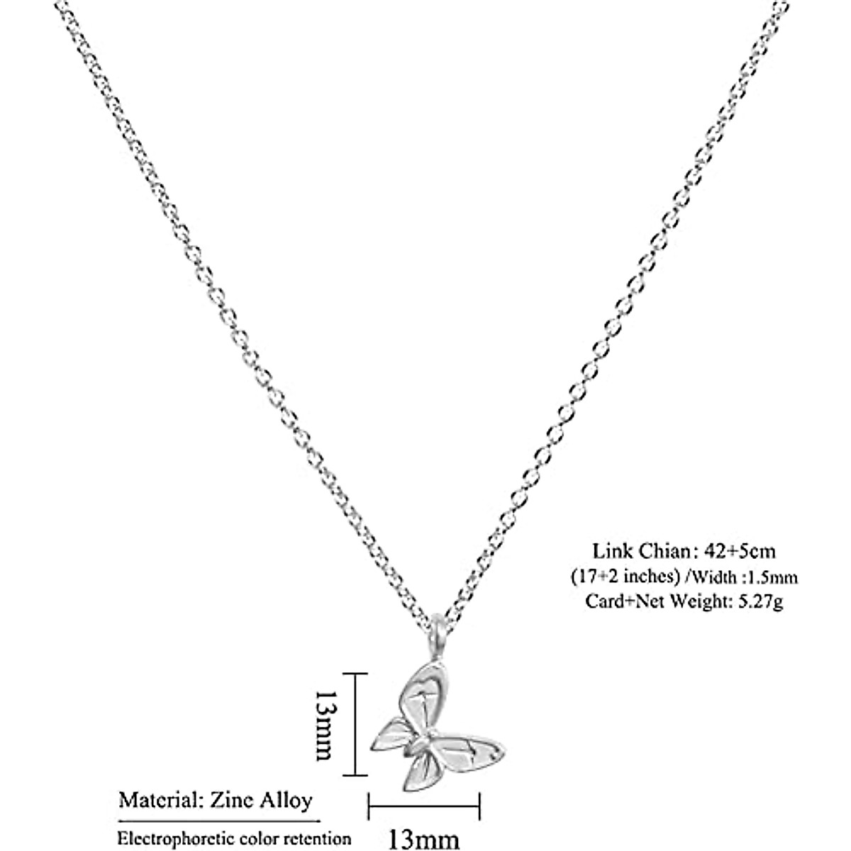 LANG XUAN Friendship Compass Necklace Good Luck Butterfly Pendant Chain Necklace with Message Card Gift Card for Women Girl