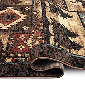 Home Dynamix Buffalo Bear Rustic Area Rug, Brown/Red, 5'2"x7'2", Rectangular