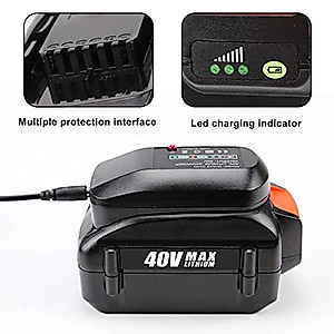 Powilling 40V WA3580 Lithium Battery for Worx 40V Battery WA3580 WG180 WG280 WG380 WG580 Replacement Worx 40V Lithium Battery with Worx 40V Lithium Portable Charger