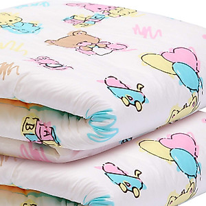 Littleforbig Printed Adult Brief Diapers 10 Pieces - Baby Cuties (Medium 28"-38")