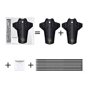 TEKCAM MTB Fender Mountain Bike Fender with Gold Pattern Universal Front and Rear Mountain Bicycle Mud Guard Fits 20"/24"/26"/27.5"/29" Fat Tire Bikes and All Disc Brake Bicycles - 1 Pair