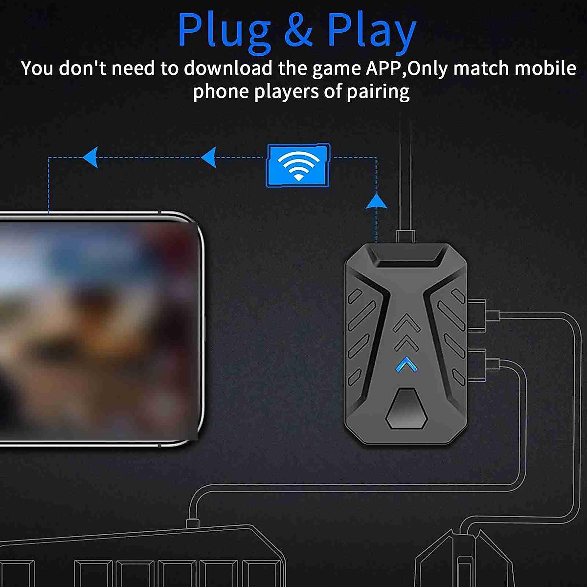 Gaming Keyboard Mouse Converter,USB 2.0 Mobile Gaming Keyboard Mouse Converter Adapter,Bluetooth 4.0,with Adjustable Stand,for Android Systerm(Black)