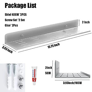 MRPAPA Floating Shelves Set of 2 - Alloy Shelf 16 inch Wall Shelves Wall Mount Rustproof Wall Shelf for Living Room Bedroom Kitchen Bathroom Farmhouse…