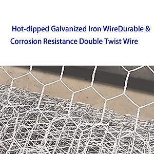 Qlvily Chicken Wire 13.7" x 393.7" Poultry Wire Netting, Hexagonal Galvanized Mesh Garden Fence Barrier, Pet/Rabbit/Chicken Wire Fencing, with 100 PCS Cable Zip Ties
