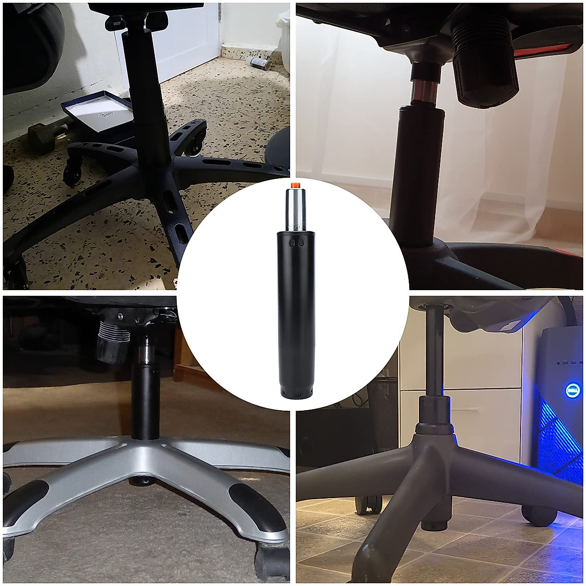 Mono-gatari Office Chair Gas Lift Cylinder Replacement | Gas Cylinder for Office Chair | Hydraulic/Pneumatic Piston for Office Chair | Heavy Duty Universal Size Black