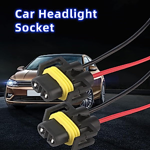 Kewucn 2 PCS H8/ H9/ H11 Car Female Adapter Wiring Harness Sockets Wire, Universal Headlight Lampholder Wire for Headlights or Fog Lights, Durable and Corrosion Resistant Headlight Wiring Harness