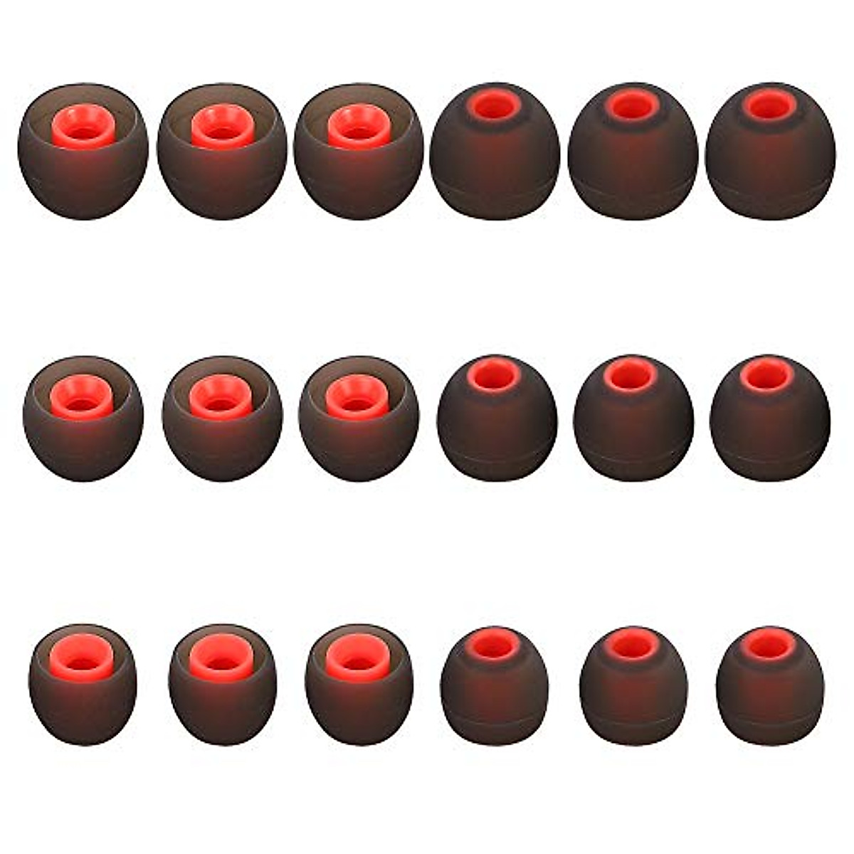 Earbuds Replacement Tips Silicone Earbud Tips Ear Gels Fit for Inner Hole from 3.8mm - 5.1mm Earphones 9 Pairs S/M/L Black-Red