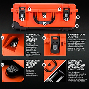 Nanuk Wheeled Series 935 Lightweight NK-7 Resin Waterproof Hard Case with Lid Organizer and Padded Dividers, Orange