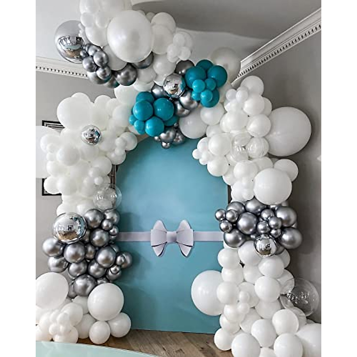 FOTIOMRG 120pcs 5 inch White Balloons, Small White Latex Party Balloons Helium Quality for Birthday Graduation Baby Shower Wedding Bridal Bachelorette Party Decorations (with White Ribbon)