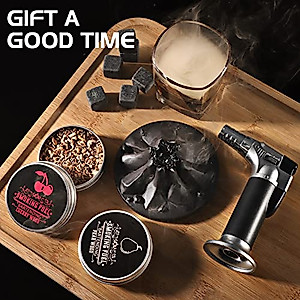 Sunla Cocktail Smoker Kit with Torch 6 Flavors Wood Smoker Chips, Bourbon Whisky Smoker Infuser Kit Infuse Wine Whiskey Salad and Meats, Valentine's Day Gift for Your Friends, Husband, Dad (No Butane)
