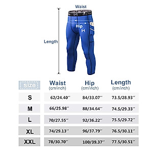 MEETYOO Men's 3/4 Compression Pants with Pockets, Black+Grey+Blue, XX-Large