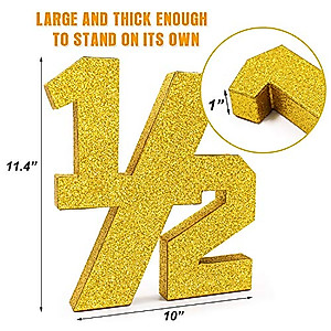 Half Number Sign 1/2 Baby Birthday Party Supplies Glitter Photo Props for 6 Months Birthday Party Decorations Paper Mache Freestanding Decorative Number Set