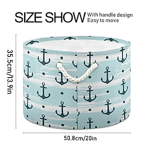 Anchors Cotton Rope Basket Blue Baby Laundry Basket for Blankets Toys Storage Basket Bins Box Organizer Basket