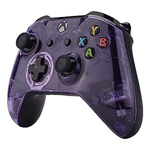 eXtremeRate Transparent Crystal Clear Atomic Purple Faceplate Cover for Xbox One Wireless Controller (Model 1708), Custom Case Front Housing Shell for Xbox One S X Controller - Controller NOT Included