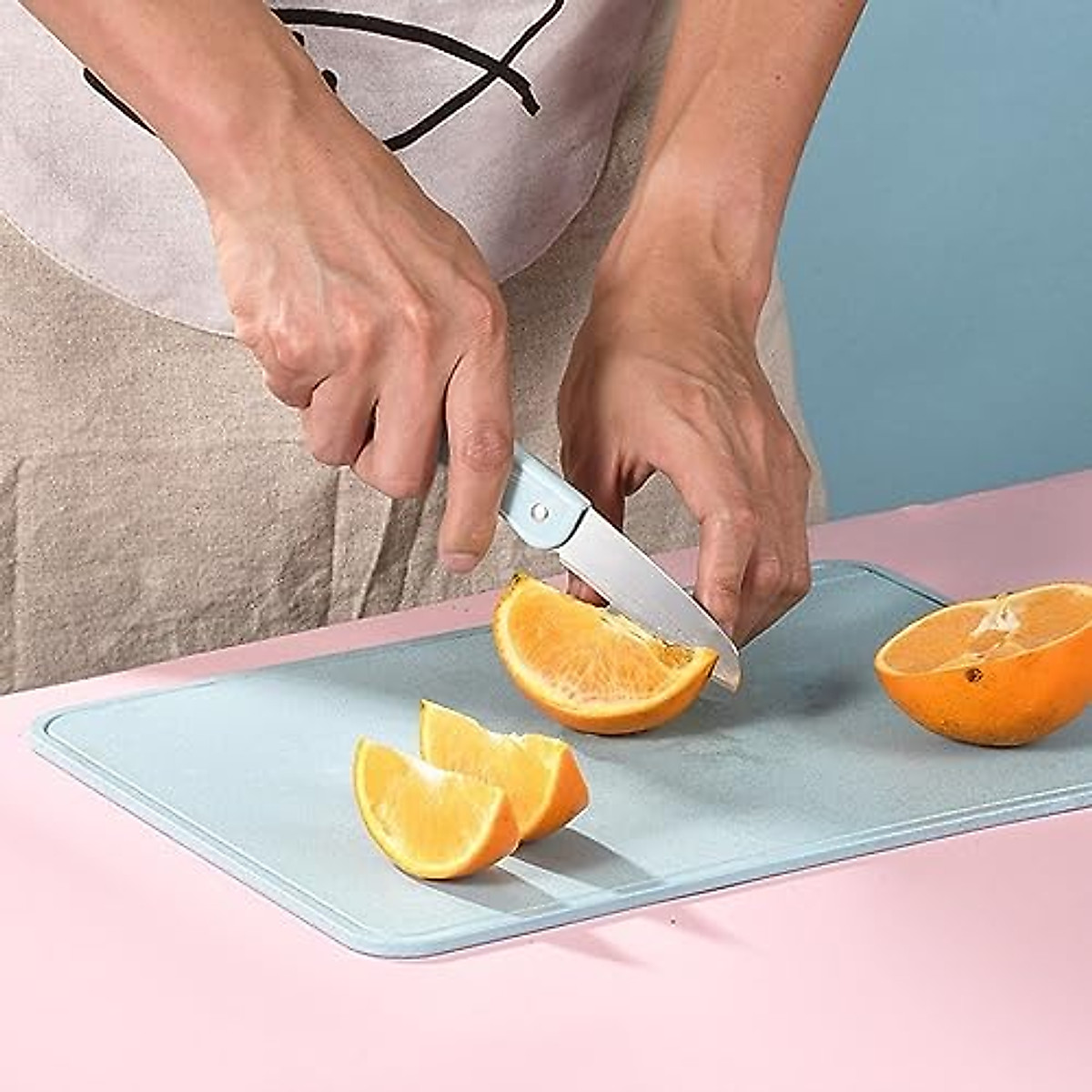 WISELADY Foldable Portability Fruit Knives, Paring Knife, Small Kitchen Knife with Sharp Blade, Paring Knife for Cutting and Preparing Fruit and Vegetables (Pink)