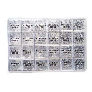 HVAZI 24 Kinds M1 M1.2 M1.4 M1.5 M1.7 M2 304 Stainless Steel Phillips Pan Head Small Self Tapping Screws Assortment Kit