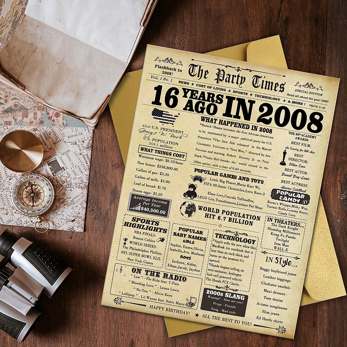 VvOoOvV 18th Birthday Card for Daughter Son, Vintage Style, Blank Inside, 7.9 x 10.6 in