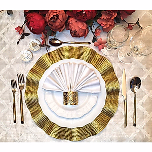 YESHIN 100 Pcs Premium Napkin Rings Laser Cut Foil Paper Napkin Holder for Wedding Party Dinner Table Decor,Special Events and Catering Services (Gold)