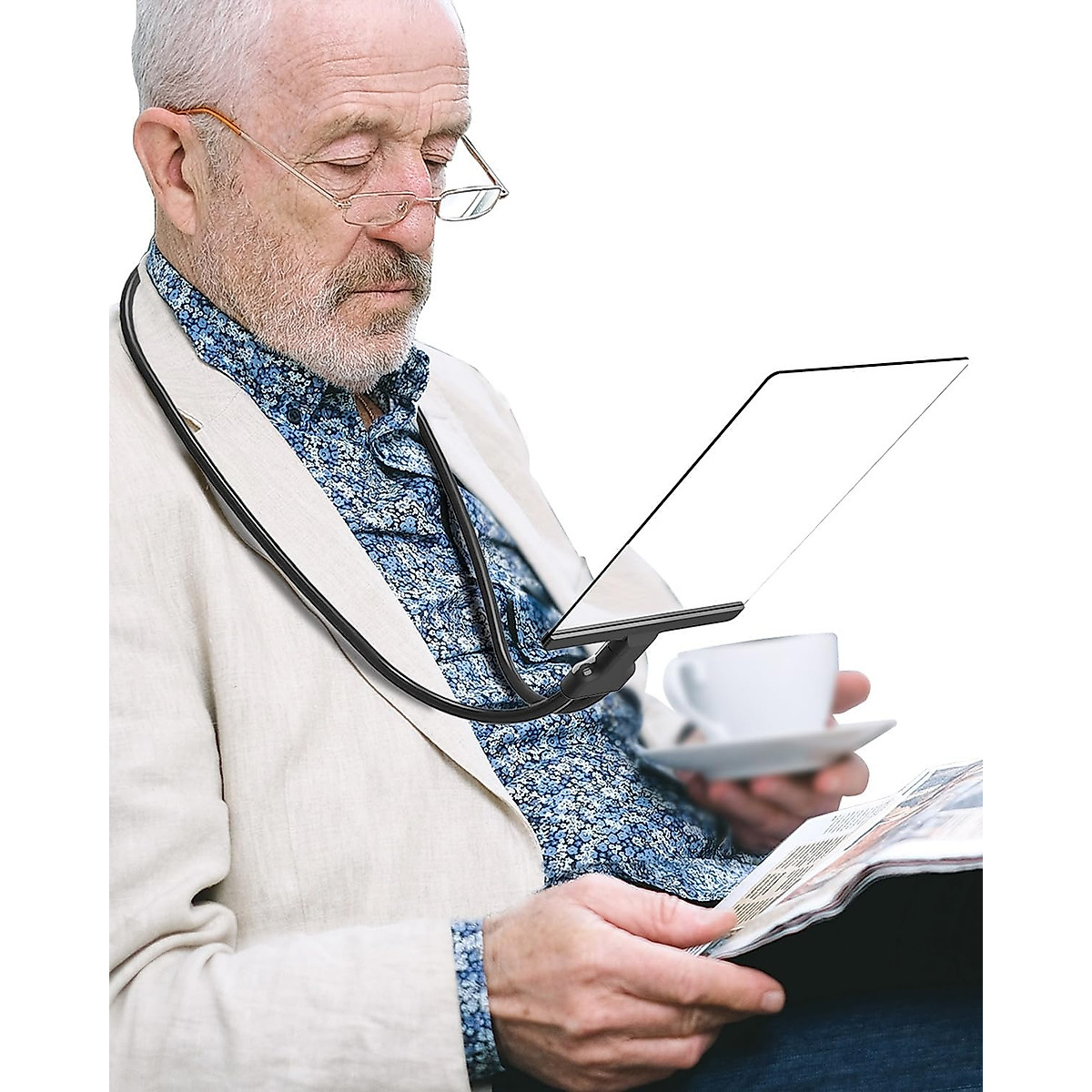 Magnifying Glass for Reading Hands Free, 5X Magnifier with 5.3''x 8.7'' Full Page View, Loupe for Seniors, Low Vision Macular Degeneration for Cross Stitch, Needlepoint, Inspection, Small Fonts