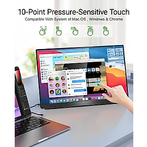 EHOMEWEI 15.6" 1080P Portable Monitor Touchscreen, FHD USB C Mini HDMI Second External Screen Laptop Computer HDR IPS Display, Gaming Monitor for Laptop PC Mac Phone PS5 Xbox Switch