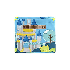 Cute Dragons Knight Castle Personalized Storage Bins Custom Baskets Cubes Organizer With Handle for Home Nursery Supplies Clothes Toy 2 Pack