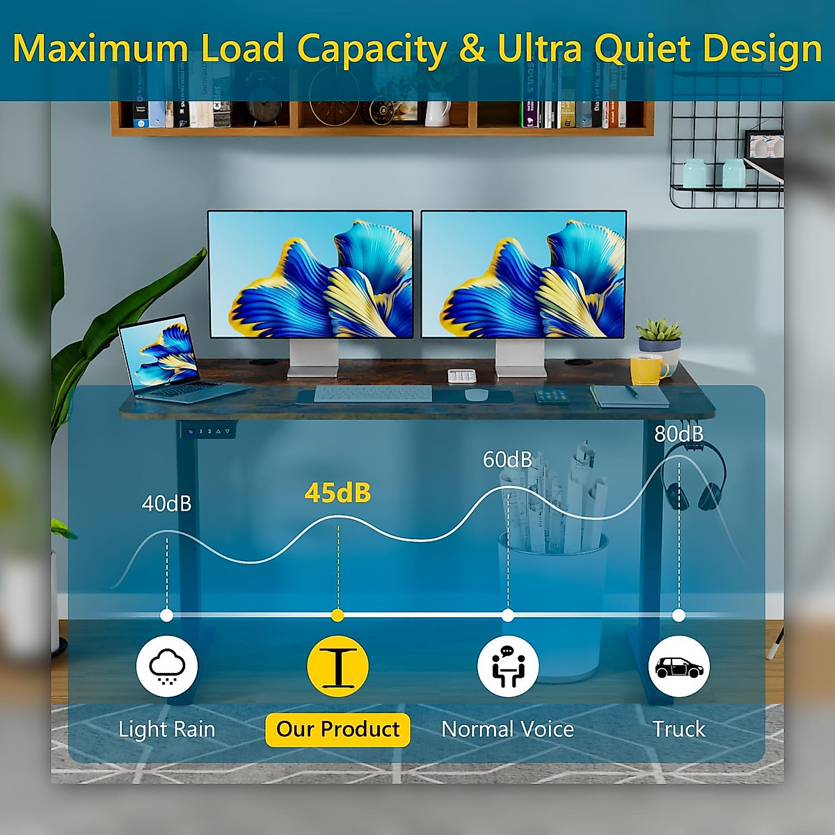 Adjustable Height Computer Workstation - Electric Lifting Sit Stand Desk, Rising Computer Table That Raises Up and Down for Home Office