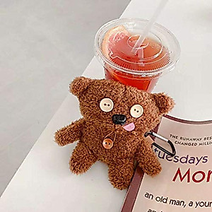 VARWANEO Cute Plush Buttons Bear Case for Apple Airpods 1 2 pro, Bluetooth Earphone Charge Case Protective Cases Headphones Case (for AirPods Pro)