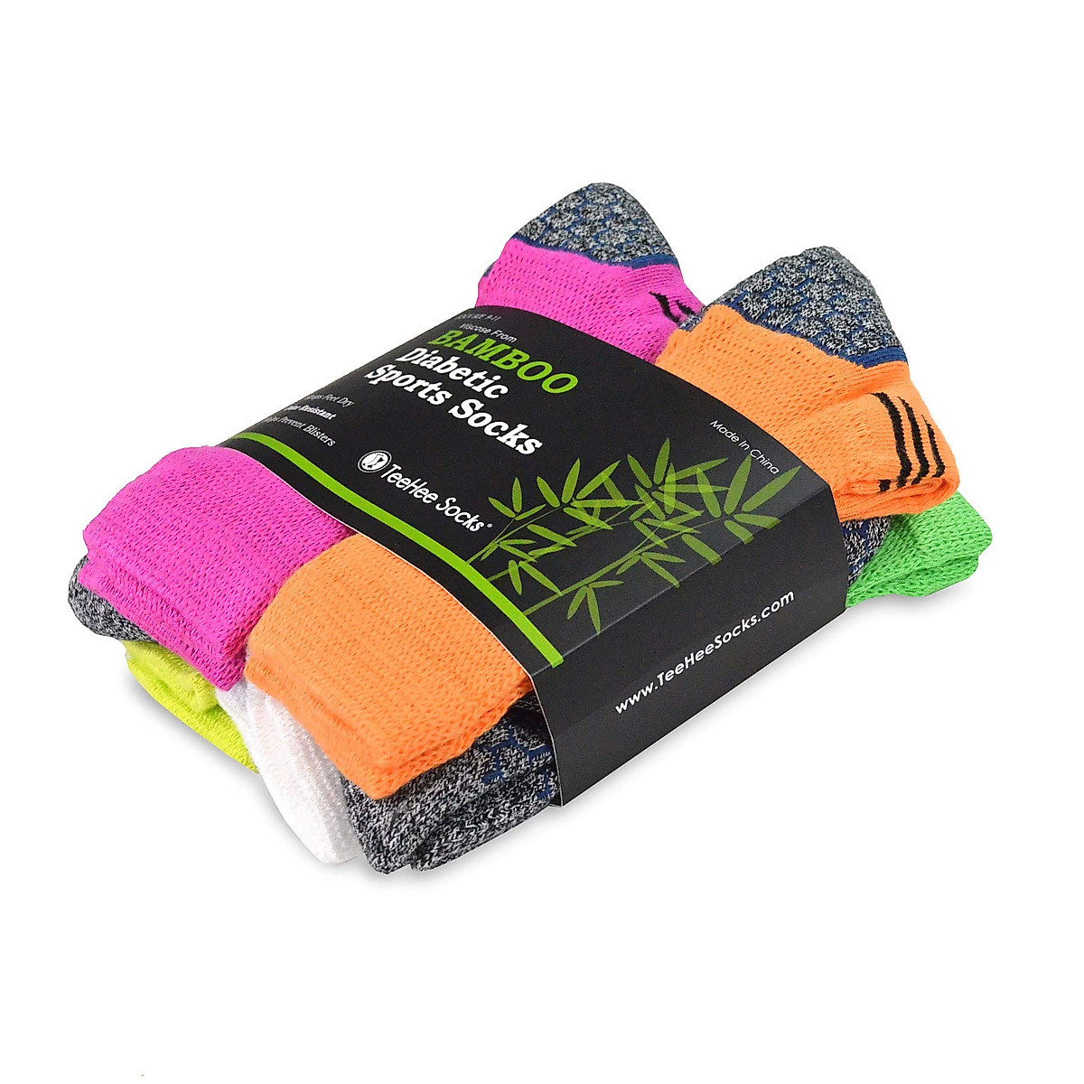 Relaxed Lose Binding Top Viscose Bamboo Bright Colorful Diabetic Crew Socks for Women 6-Pairs (9-11, Bright)