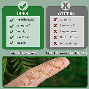 SAILIMUE 8 Pcs 16G 18G G23 Titanium Nose Rings Hoop for Women Men Multi-Color Hinged Cartilage Lip Septum Rings Helix Conch Tragus Piercing Jewelry 8MM 10MM