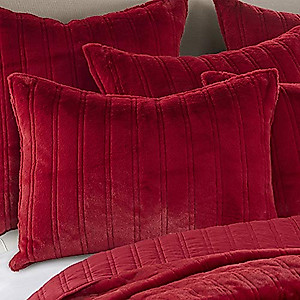 Levtex Home - Faux Fur King Quilt - Red - Quilt (106 x 92 in.) - Polyester Faux Fur