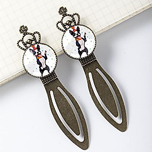 Stainless Steel Crown Bookmarks for Men Women, 2 Packs Reading Book Page Insert, Page Marker for Book Lover Boston Terrier