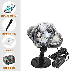 Snowflake Lights Projector Christmas LED Snowfall Projection with Remote Control, Waterproof for Indoor Outdoor Christmas Halloween Birthday Party Wedding Home Garden Decor (White-Snowflake)