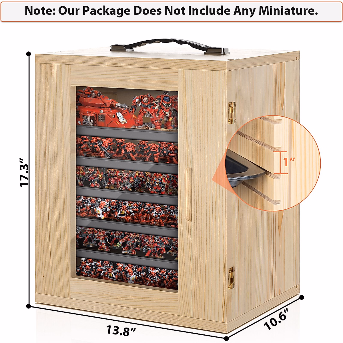 WELIDAY Miniature Storage Case for Collectibles Miniatures, Miniature Display Cases with Magnetic Door and 6 Trays, Clear View Miniatures Transport Case