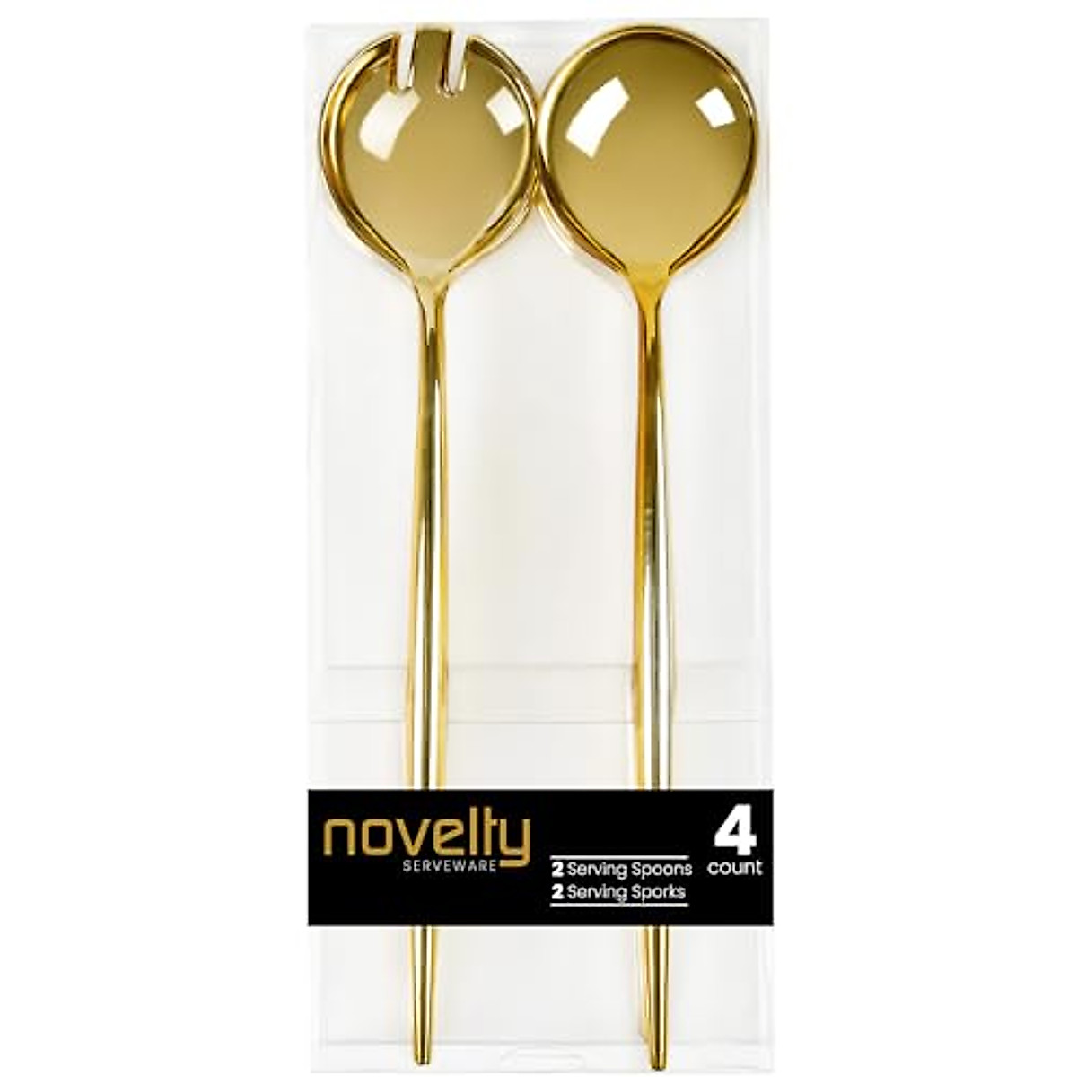 Bluesky Trading Dazzling Gold Novelty Serving Spoon & Spork Plastic Serveware - 4 Count - Perfect for Parties and Events