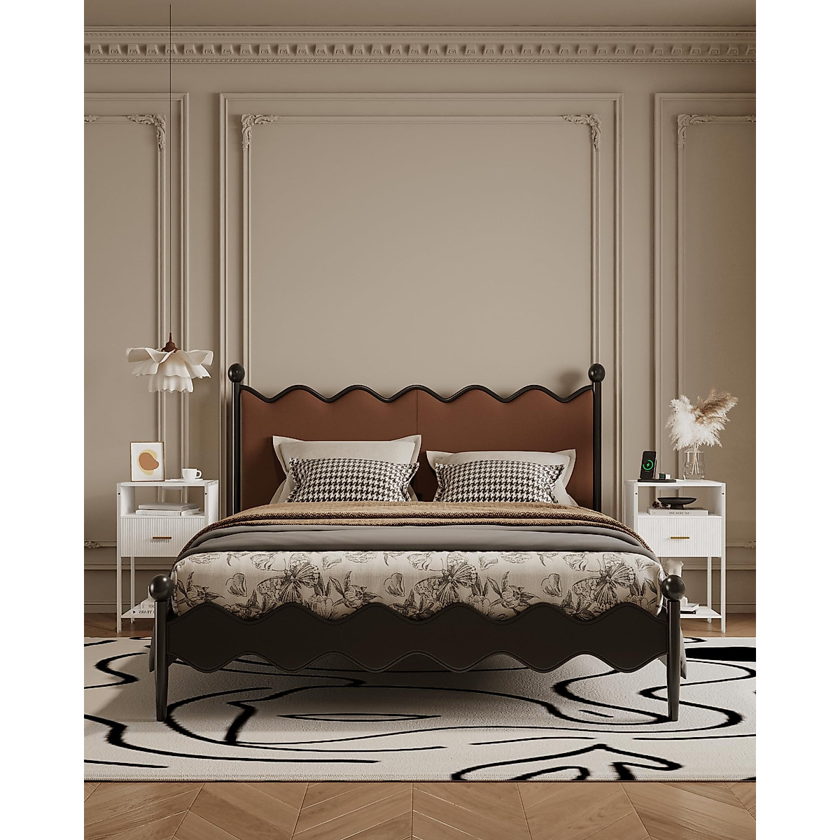 Veegle White Nightstand with Charging Station, Fluted Side Table with Drawer, Modern Bedside Table with Open Shelves for Living Room, Bedroom