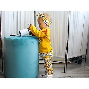 3Pcs Baby Girl Clothes Little Miss Sassy Pants Long Sleeve Letter Tops Flowers Pants and Headband Outfit Set (18-24 Months)