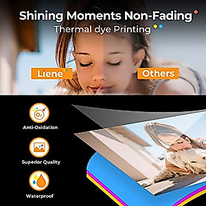Liene 4x6'' Photo Printer, Photo Printer (100 Sheets), Full-Color Photo, Portable Instant Photo Printer for iPhone, Thermal Dye Sublimation, Wi-Fi Picture Printer w/ 100 Sheets Paper & 3 Cartridges