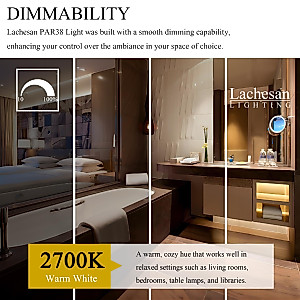 Lachesan PAR38 Halogen Flood Light Bulbs 2 Pcs, 90W Equivalent, 120V, E26 Base, 2700K Warm White Light for Indoor and Outdoor