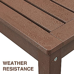 Psilvam Knight Bench, Two Person Outdoor Poly Lumber Patio Backless Bench, Weatherproof Garden Bench That Never Rot and Fade, Suit for Garden, Porch and Park (Brown)