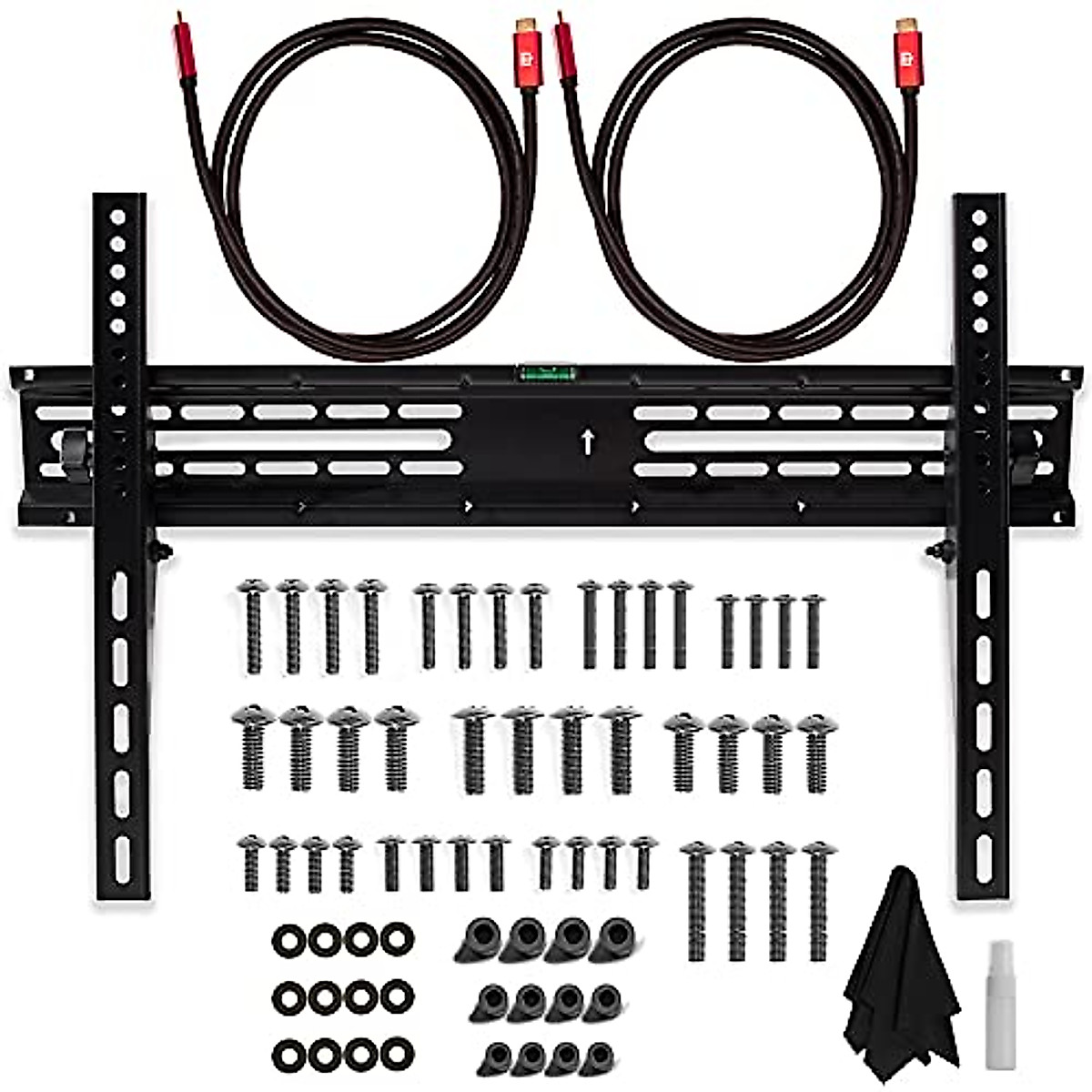 SAMSUNG UN43AU8000 43 Inch 4K Crystal UHD Smart LED TV Bundle with Deco Home 60W 2.0 Channel Soundbar, 37-70 inch TV Wall Mount Bracket Bundle and 6-Outlet Surge Adapter