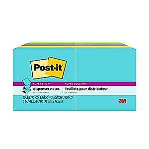 Post-it Super Sticky Pop-up Notes, 3x3 in, 10 Pads, 2x the Sticking Power, Supernova Neons, Bright Colors, Recyclable (R330-10SSMIA)