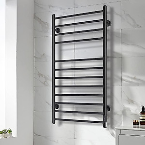 JSLOVE Towel Warmer Wall Mounted Heated Towel Racks for Bathroom, Stainless Steel Hot Towel Rack with Timer (12 Bars Matte Black)
