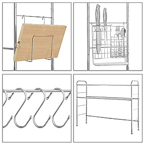 Over The Sink Dish Drying Rack, 2-Tier Stainless Steel Large Dish Drainers Over Sink Dish Rack with Utensil Holder, Length Adjustable(Sink Size ≤ 35 INCH)