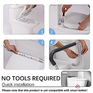 Toilet Safety Rail for Seniors, Toilet Grab Bars for Seniors and Disabled, Toilet Handles for Elderly with Adjustable Width and Height, 350 lb Weight Capacity, FSA/HSA Eligible (White)