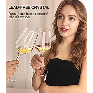 White&Red Wine Glasses Set of 4- Hand Blown Crystal Wine Glass-Thin Rim,Long Stem,Perfect for Red or White,Daily Use,Unique Wedding Anniversary or Birthday Gift